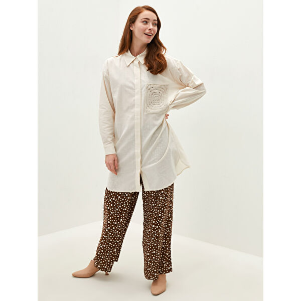 MODEST Beli Lastikli Desenli Geniş Paça Viskon Kadın Pantolon