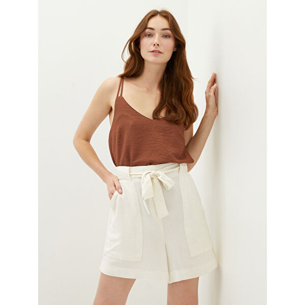 LCW BASIC Beli Lastikli Düz Cep Detaylı Kadın Bermuda Şort