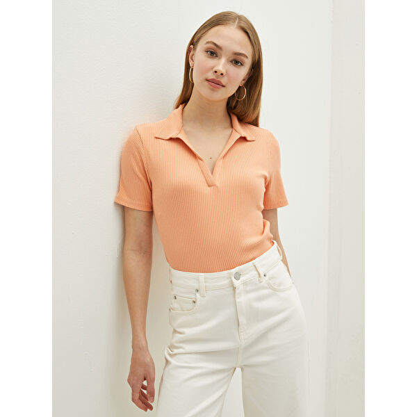 Polo Yaka Düz Kısa Kollu Kaşkorse Kumaş Kadın Tişört Polo Yaka Düz Kısa Kollu Kaşkorse Kumaş Kadın Tişört