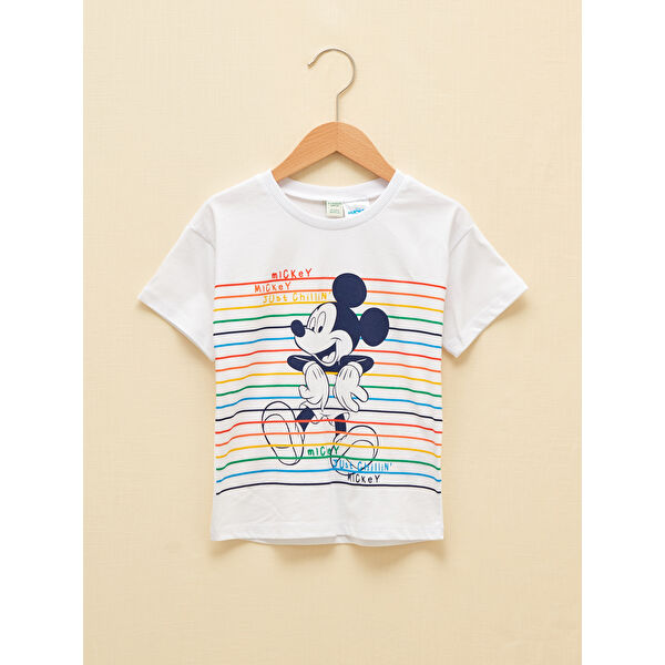 Bisiklet Yaka Kısa Kollu Organik Mickey Mouse Baskılı Pamuklu Erkek Bebek Tişört Bisiklet Yaka Kısa Kollu Organik Mickey Mouse Baskılı Pamuklu Erkek Bebek Tişört