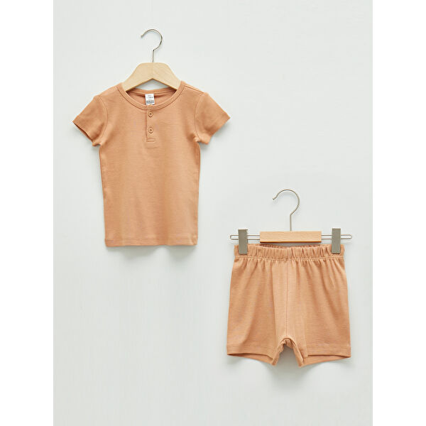 Bisiklet Yaka Kısa Kollu Basic Erkek Bebek Pijama Takımı