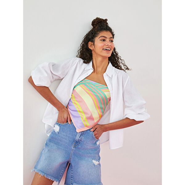 LCW CASUAL Cepli Yırtık Detaylı Kadın Rodeo Bermuda Jean Şort