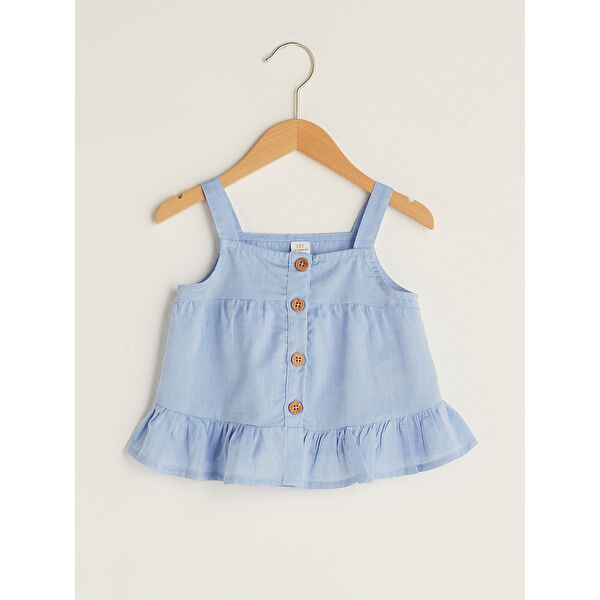 Kare Yaka Askılı Basic Kız Bebek Bluz