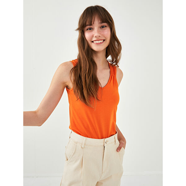 V Yaka Kolsuz Düz Kadın Atlet