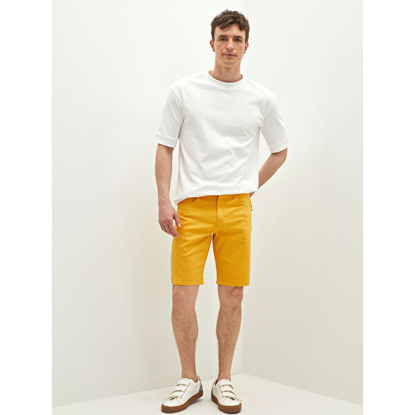 Slim Fit Gabardin Erkek Şort