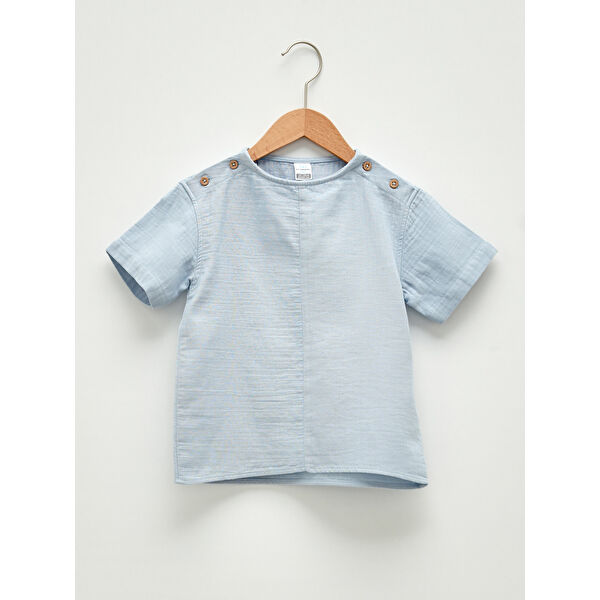 Bisiklet Yaka Kısa Kollu Basic Poplin Erkek Bebek Gömlek Bisiklet Yaka Kısa Kollu Basic Poplin Erkek Bebek Gömlek