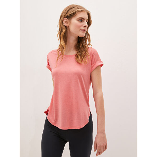LCW ACTIVE Bisiklet Yaka Düz Kısa Kollu Kadın Spor Tişört