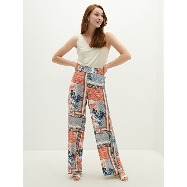 LCW BASIC MODEST Beli Lastikli Desenli Geniş Paça Viskon Kadın Pantolon LCW BASIC MODEST Beli Lastikli Desenli Geniş Paça Viskon Kadın Pantolon