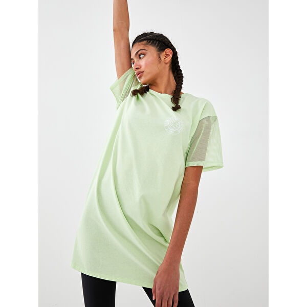 LCW ACTIVE Bisiklet Yaka Baskılı Kısa Kollu Kadın Spor Tunik LCW ACTIVE Bisiklet Yaka Baskılı Kısa Kollu Kadın Spor Tunik