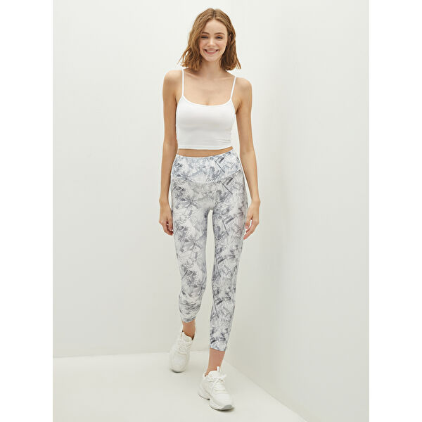LCW ACTIVE Beli Lastikli Desenli Bilek Boy Kadın Spor Tayt