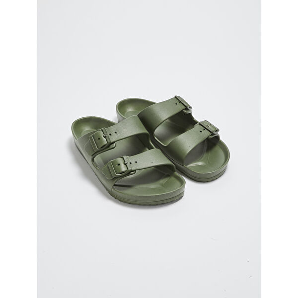 Çift Bantlı Tokalı Erkek Terlik