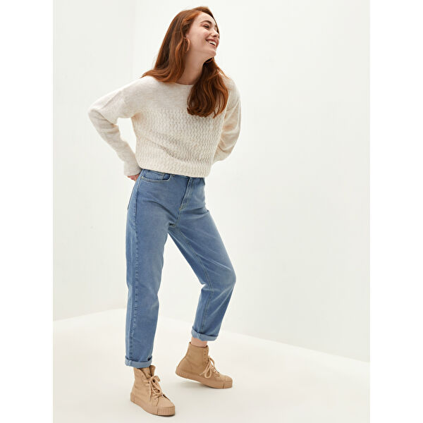 LCW BASIC Yüksek Bel Skinny Fit Cep Detaylı Kadın Rodeo Jean Pantolon