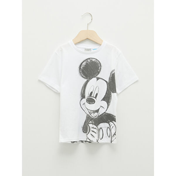 Bisiklet Yaka Mickey Mouse Baskılı Kısa Kollu Pamuklu Erkek Çocuk Tişört Bisiklet Yaka Mickey Mouse Baskılı Kısa Kollu Pamuklu Erkek Çocuk Tişört