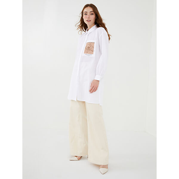 MODEST Gömlek Yaka Baskılı Uzun Kollu Oversize Poplin Kadın Tunik MODEST Gömlek Yaka Baskılı Uzun Kollu Oversize Poplin Kadın Tunik