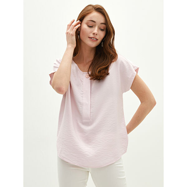 LCW CLASSIC Bisiklet Yaka Düğmeli Kısa Kollu Kadın Bluz