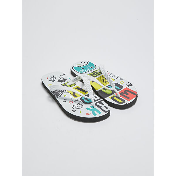 Baskılı Parmak Arası Erkek Plaj Terliği