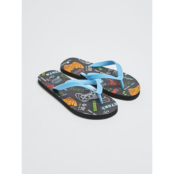 Baskılı Parmak Arası Erkek Plaj Terliği