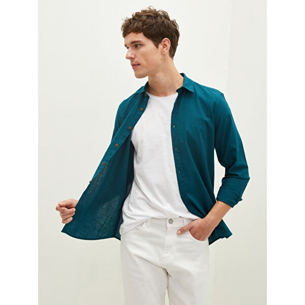 LCW CASUAL Slim Fit Uzun Kollu Poplin Erkek Gömlek