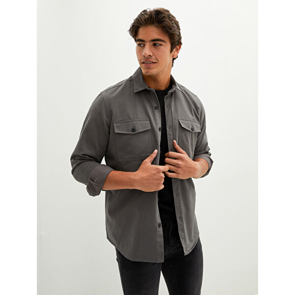 LCW CASUAL Regular Fit Uzun Kollu Gabardin Erkek Gömlek