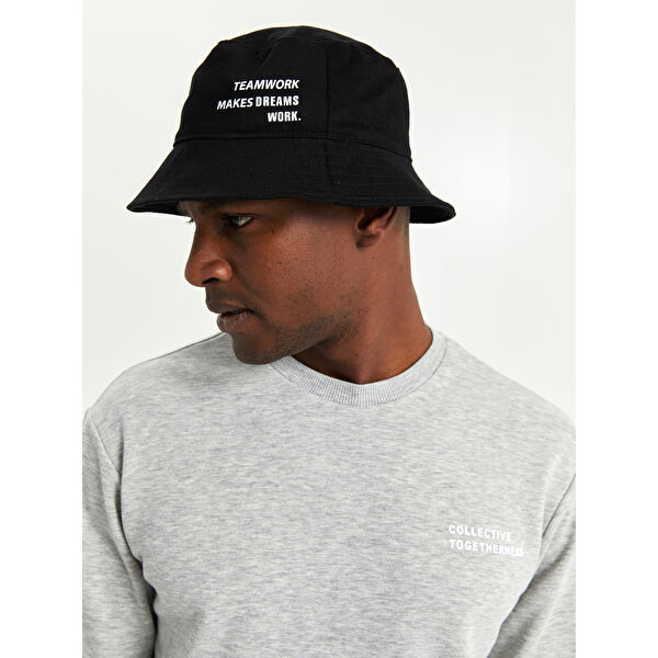 Yazı Baskılı Erkek Bucket Şapka