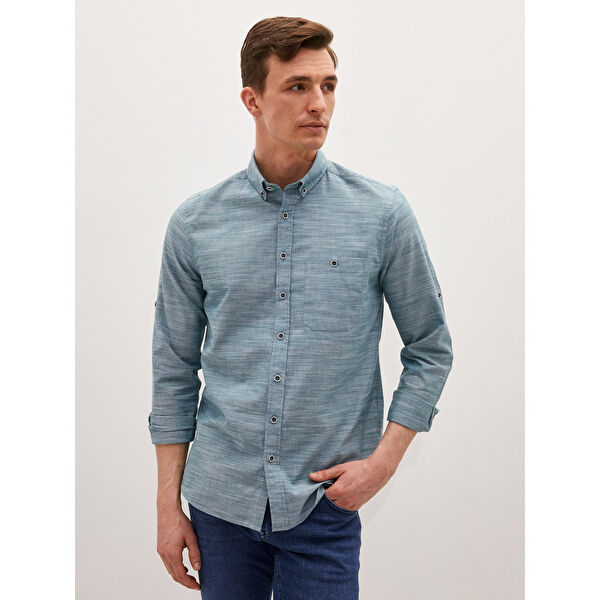 LCW BASIC Regular Fit Uzun Kollu Desenli Poplin Erkek Gömlek LCW BASIC Regular Fit Uzun Kollu Desenli Poplin Erkek Gömlek
