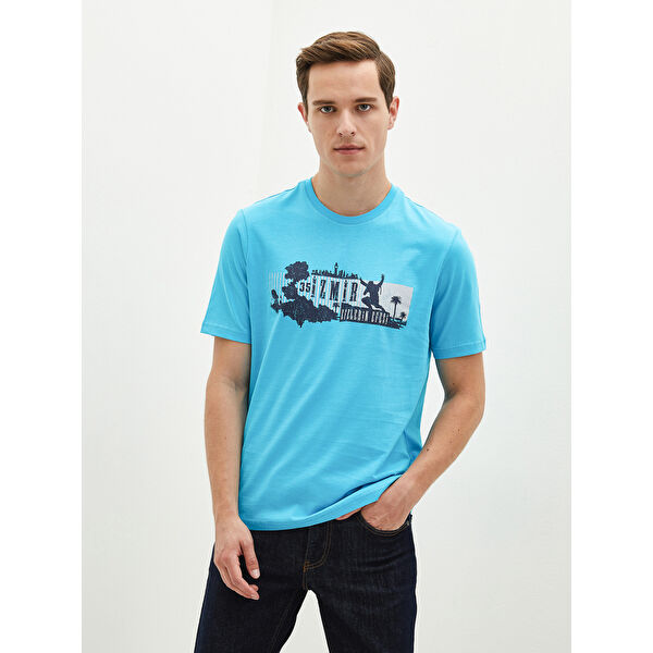 LCW CLASSIC Bisiklet Yaka Kısa Kollu İzmir Baskılı Penye Erkek Tişört