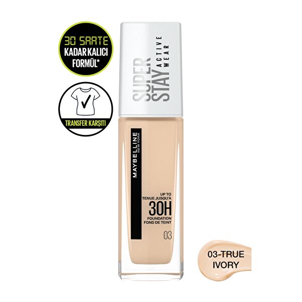 Maybelline New York Superstay Active Wear Fondöten- 03 True Ivory Maybelline New York Superstay Active Wear Fondöten- 03 True Ivory