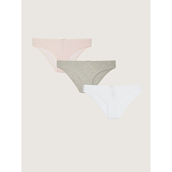 LCW DREAM Çizgili Fiyonk Detaylı Bikini Külot 3'lü Paket