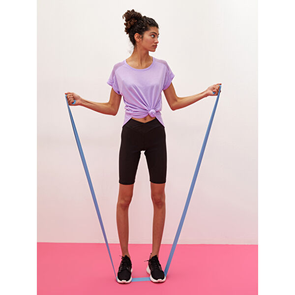 LCW ACTIVE Bisiklet Yaka Düz Kısa Kollu Kadın Spor Tişört