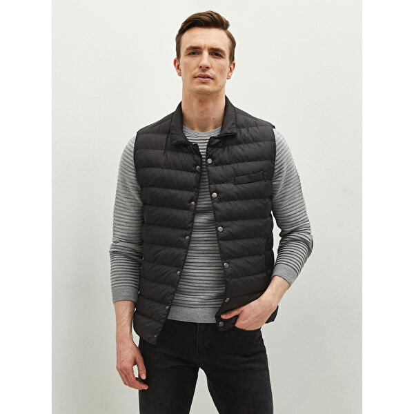 Standart Kalıp Dik Yaka İnce Erkek Yelek