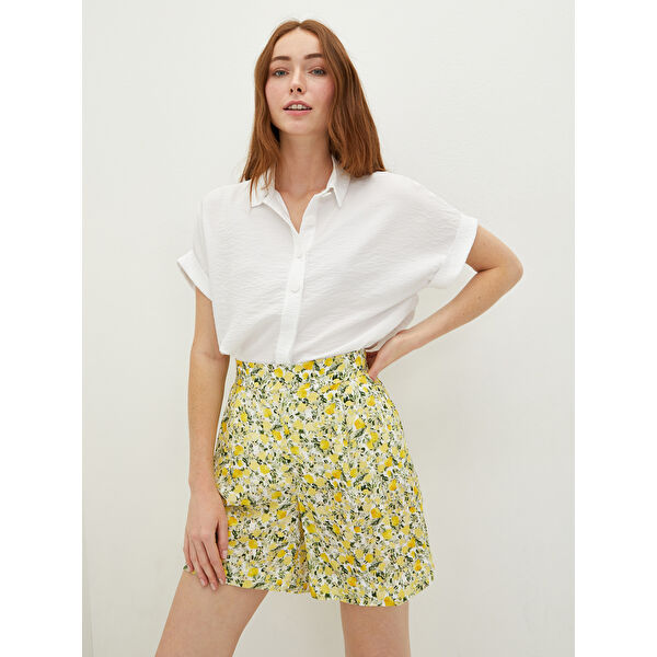 LCW BASIC Beli Lastikli Desenli Viskon Kadın Şort