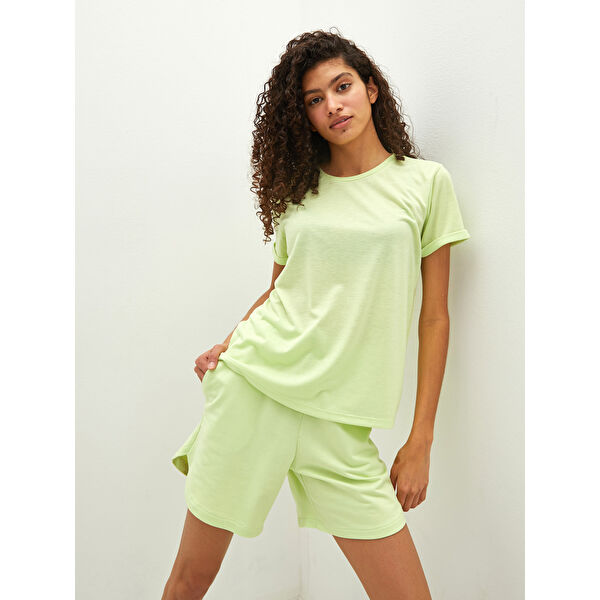 LCW GREEN Beli Lastikli Düz Cep Detaylı Renkli Pamuk Kadın Şort