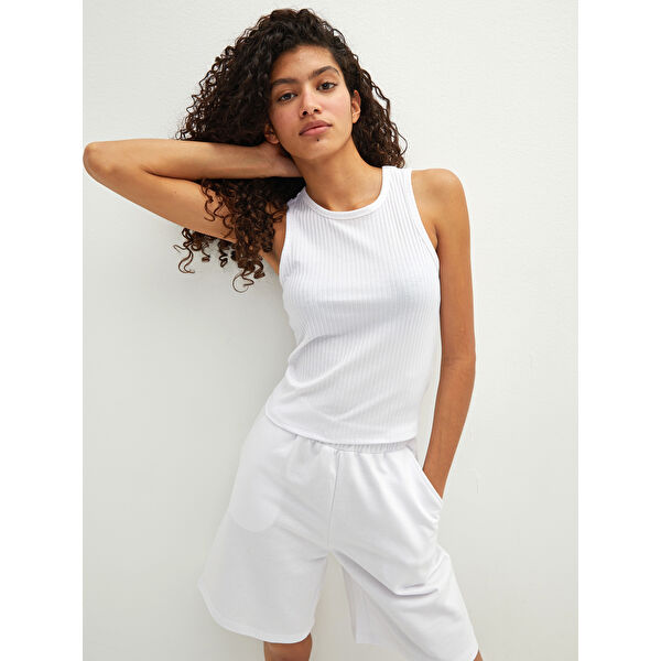 LCW CASUAL Bisiklet Yaka Düz Kolsuz Kadın Fitilli Atlet LCW CASUAL Bisiklet Yaka Düz Kolsuz Kadın Fitilli Atlet