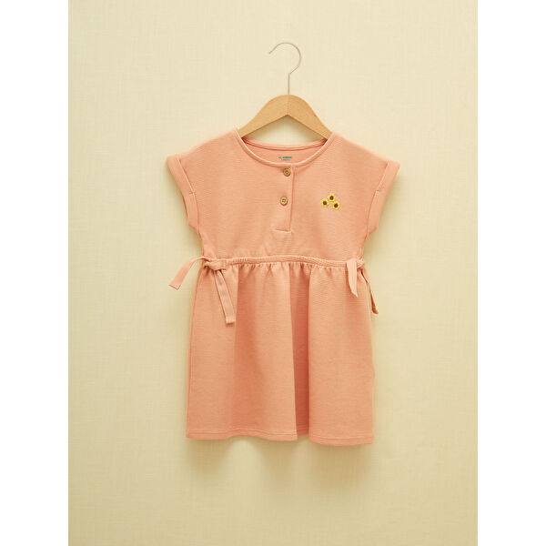 Bisiklet Yaka Organik Pamuklu Nakış Detaylı Kız Bebek Elbise Bisiklet Yaka Organik Pamuklu Nakış Detaylı Kız Bebek Elbise