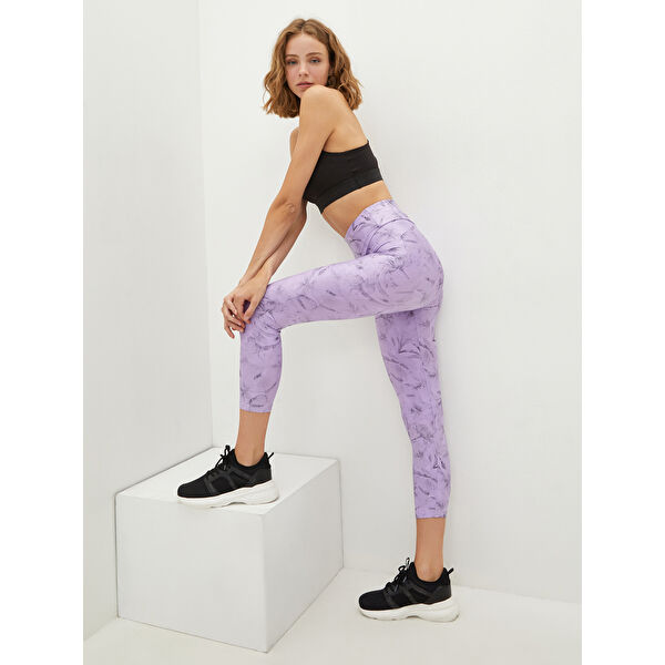 LCW ACTIVE Beli Lastikli Desenli Kadın Spor Tayt