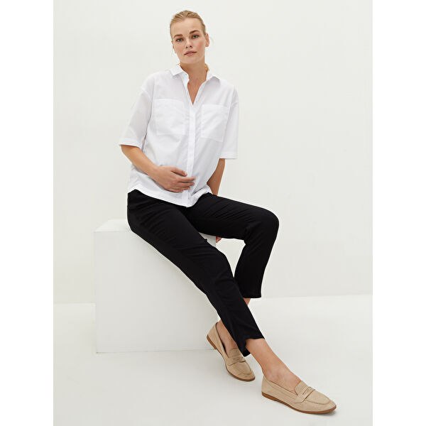 Karın Panelli Düz Cep Detaylı Viskon Hamile Pantolon