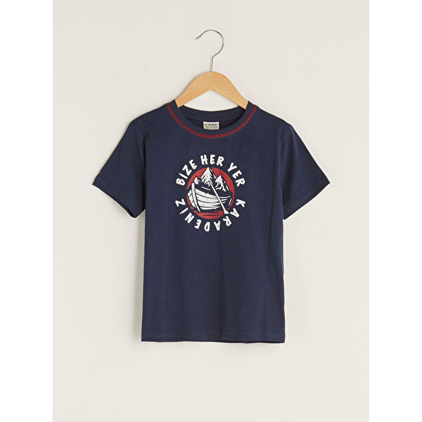 Bisiklet Yaka Slogan Yazı Baskılı Kısa Kollu Pamuklu Erkek Çocuk Tişört Bisiklet Yaka Slogan Yazı Baskılı Kısa Kollu Pamuklu Erkek Çocuk Tişört