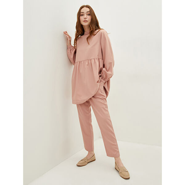 MODEST Beli Lastikli Düz Cep Detaylı Belmando Kumaş Kadın Harem Pantolon