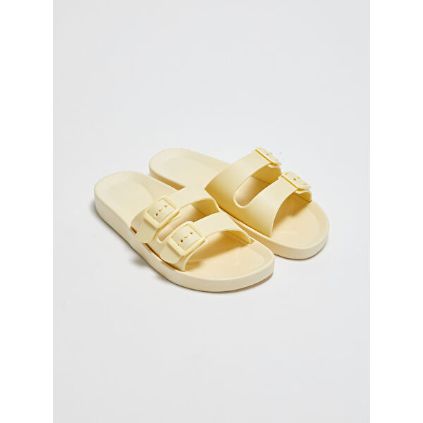 Çift Bantlı Toka Detaylı Kadın Plaj Terliği