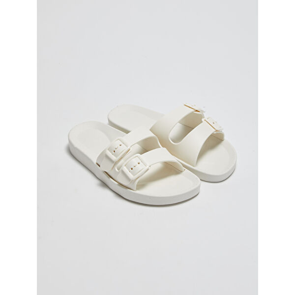 Çift Bantlı Toka Detaylı Kadın Plaj Terliği