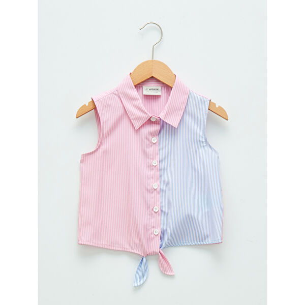 Renk Bloklu Çizgili Poplin Kız Çocuk Gömlek Renk Bloklu Çizgili Poplin Kız Çocuk Gömlek