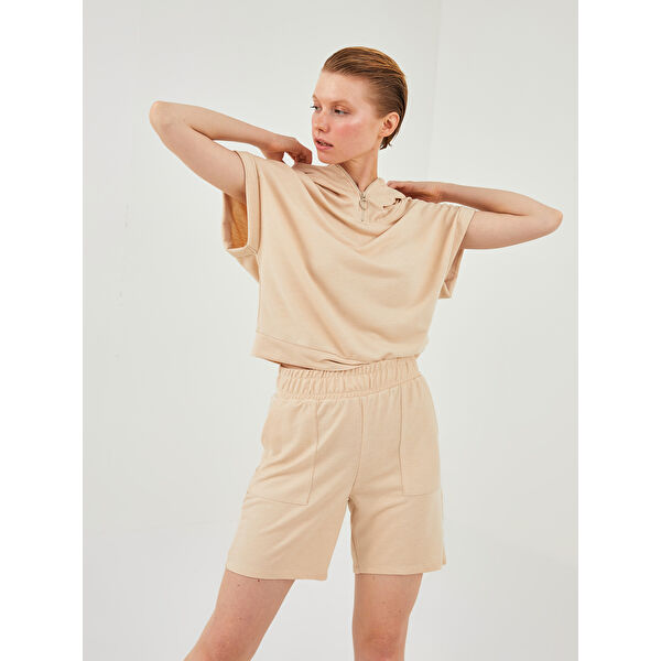 LCW ACTIVE Beli Lastikli Düz Kadın Spor Şort