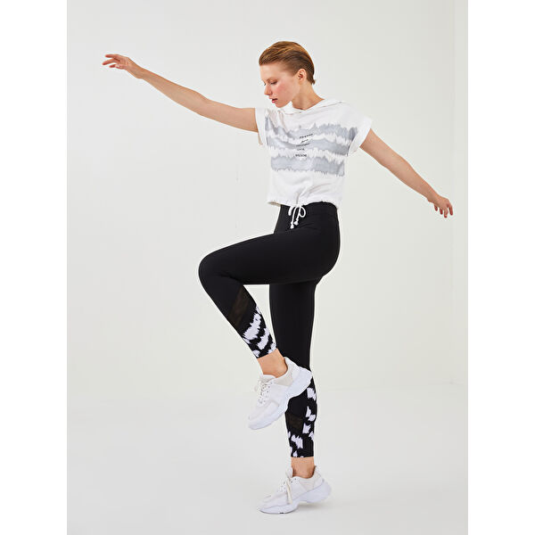 LCW ACTIVE Beli Lastikli Desenli Kadın Spor Tayt
