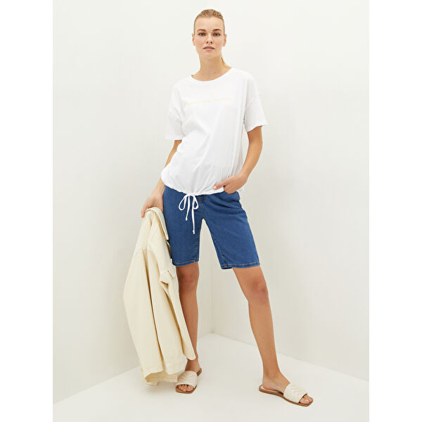 Beli Lastikli Cep Detaylı Hamile Rodeo Jean Şort Beli Lastikli Cep Detaylı Hamile Rodeo Jean Şort