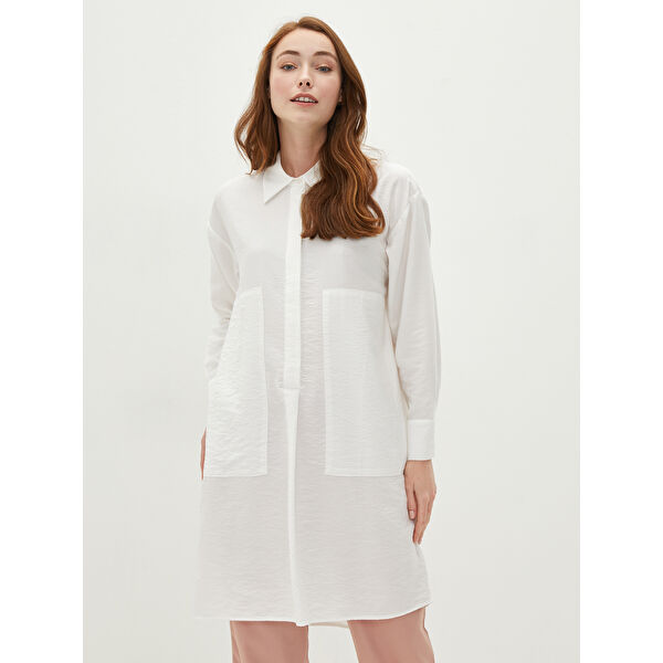 MODEST Gömlek Yaka Düz Uzun Kollu Viskon Corn Kumaş Oversize Kadın Tunik MODEST Gömlek Yaka Düz Uzun Kollu Viskon Corn Kumaş Oversize Kadın Tunik