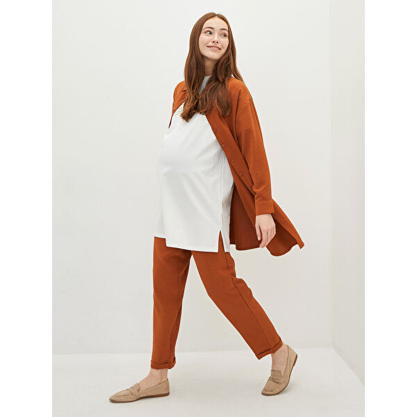 Beli Lastikli Standart Fit Düz Hamile Pantolon