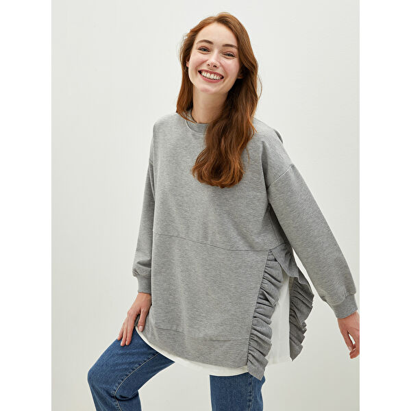 MODEST Bisiklet Yaka Fırfır Detaylı Uzun Kollu Kadın Tunik MODEST Bisiklet Yaka Fırfır Detaylı Uzun Kollu Kadın Tunik