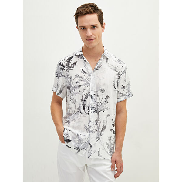 LCW VISION Slim Fit Kısa Kollu Desenli Viskon Erkek Gömlek LCW VISION Slim Fit Kısa Kollu Desenli Viskon Erkek Gömlek