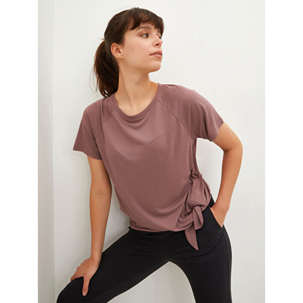 LCW ACTIVE Bisiklet Yaka Düz Kısa Kollu Kadın Spor Tişört