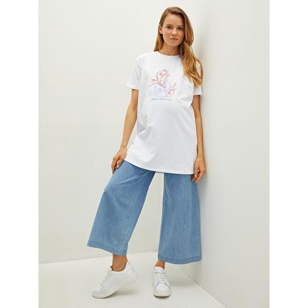 Karın Panelli Standart Fit Bilek Boy Hamile Jean Pantolon